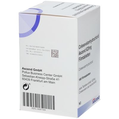 COLESEVELAMHYDROCHLORID Ascend 625 mg Filmtabl. 180 St mit dem E-Rezept kaufen - Shop Apotheke