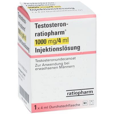TESTOSTERON-ratiopharm 1000 mg/4 ml Inj.-Lsg.Dsfl. 1 St mit dem E ...