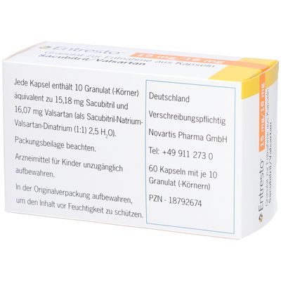ENTRESTO 15 mg/16 mg Gran.z.Entnahme aus Kaps. 60 St mit dem E-Rezept ...