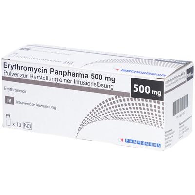 ERYTHROMYCIN PANPHARMA 500 mg P.z.H.e.Inf.-Lsg. 10 St mit dem E-Rezept kaufen - Shop Apotheke