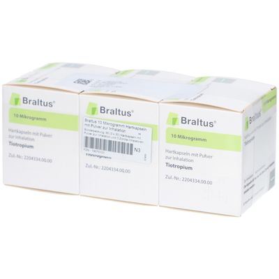 BRALTUS 10 µg + 3 Zonda-Inhalat.Hartk.m.Plv.z.Inh. 90 St mit dem E ...