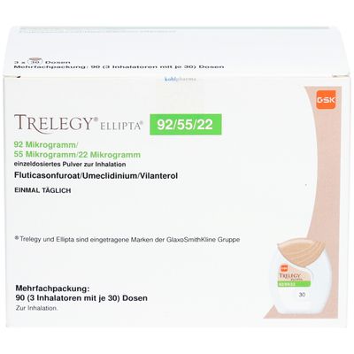 TRELEGY Ellipta 92 µg/55 µg/22 µg ed.P.z.Inh.30ED 3 St mit dem E-Rezept ...
