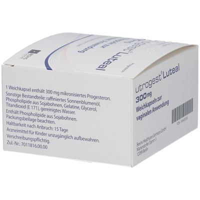 UTROGEST Luteal 300 mg Weichkaps.z.vaginal.Anwend. 30 St mit dem E ...