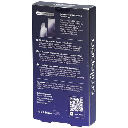 Smilepen® Night Whitening Strips – 20 Streifen mit PAP-Formel für die ...