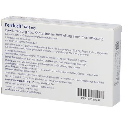 Ferrlecit® 62,5 mg 6x5 ml mit dem E-Rezept kaufen - Shop Apotheke