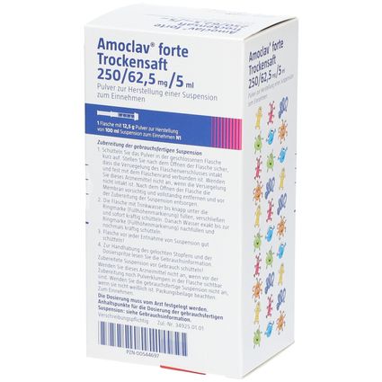 Amoclav® forte Trockensaft 250/62,5 mg/5 ml 100 ml mit dem E-Rezept ...