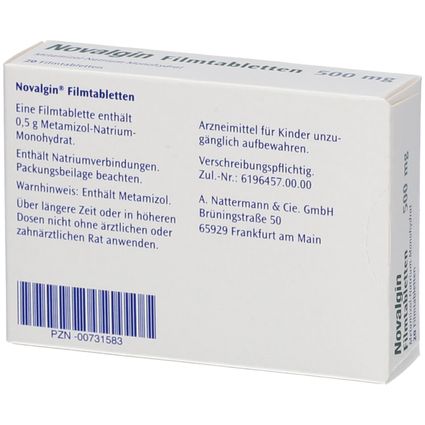 Novalgin® 20 St mit dem E-Rezept kaufen - Shop Apotheke