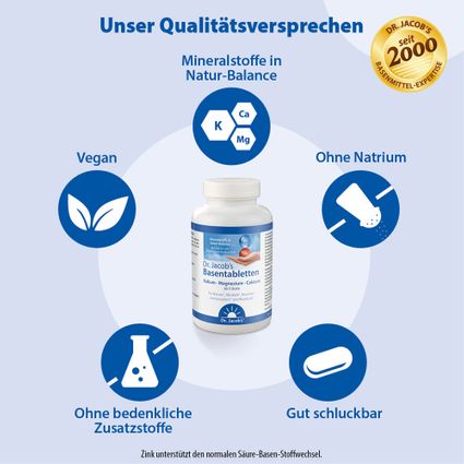 Dr. Jacob's Basentabletten Basen-Citrat-Mineralstoffe Kalium Magnesium ...