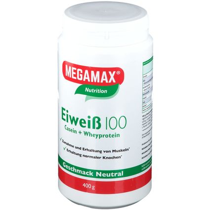 MEGAMAX® Nutrition Eiweiß 100 Geschmack Neutral 400 g - Shop Apotheke