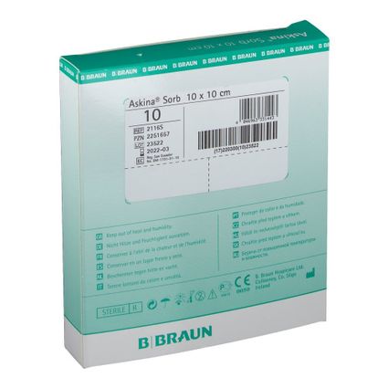 Askina® Sorb Wundauflage 10 x 10 cm steril 10 St - Shop Apotheke