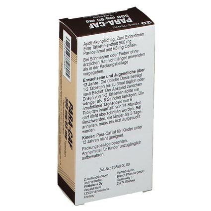 Para Caf 500 mg/65 mg 20 St - Shop Apotheke
