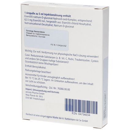 Ferrlecit 62,5 mg 6x5 ml mit dem E-Rezept kaufen - Shop Apotheke