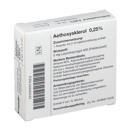 Aethoxysklerol® 0,25 % 5x2 ml mit dem E-Rezept kaufen - Shop Apotheke