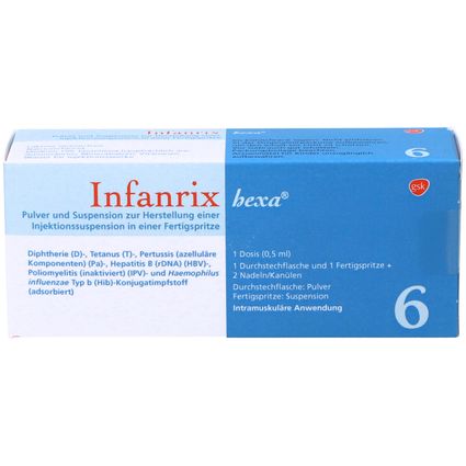 INFANRIX hexa Fertigspr.Plv.u.Susp.z.H.e.Inj.Susp. 1 St mit dem E ...