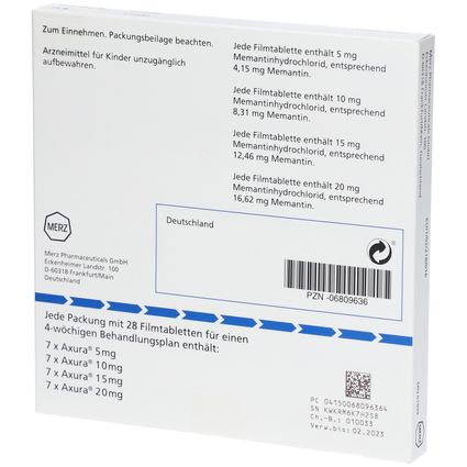 AXURA® 5 mg/10 mg/15 mg/20 mg 28 St mit dem E-Rezept kaufen - Shop Apotheke