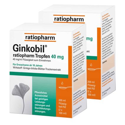 Ginkobil® ratiopharm Tropfen 40 mg 2x200 ml - Shop Apotheke