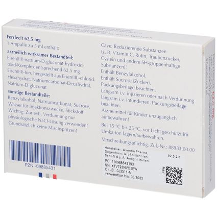Ferrlecit 62,5 mg 6x5 ml mit dem E-Rezept kaufen - Shop Apotheke