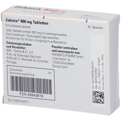 Zebinix 800 mg 30 St mit dem E-Rezept kaufen - Shop Apotheke