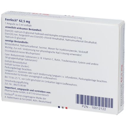 Ferrlecit 62,5 mg 6x5 ml mit dem E-Rezept kaufen - Shop Apotheke