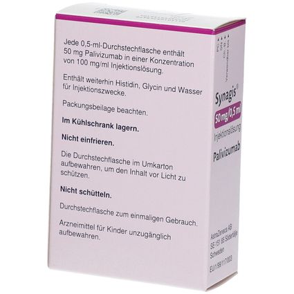 Synagis 100 mg/0,5 ml 1x0,5 ml mit dem E-Rezept kaufen - Shop Apotheke