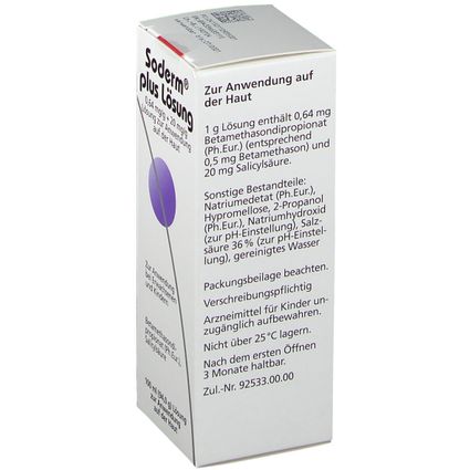 Soderm® Plus Lösung 0,64 mg/g + 20 mg/g 100 ml mit dem E-Rezept kaufen ...