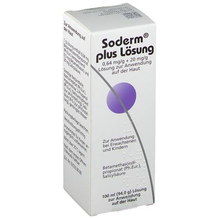 Soderm® Plus Lösung 0,64 mg/g + 20 mg/g 100 ml mit dem E-Rezept kaufen ...