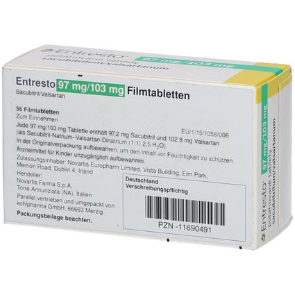 Entresto 97 mg/103 mg 56 St mit dem E-Rezept kaufen - Shop Apotheke