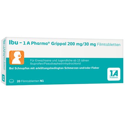 Ibu - 1 A Pharma® Grippal 200 mg/30mg 20 St - Shop Apotheke