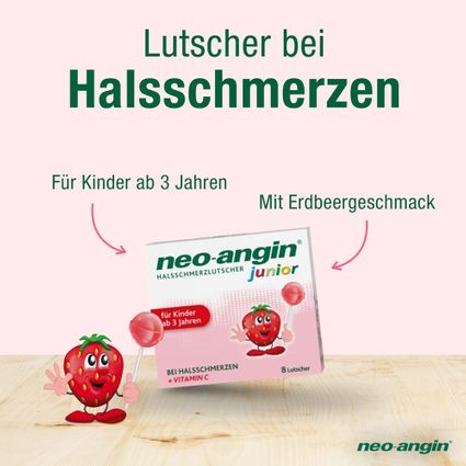 neo-angin Junior Halsschmerzlutscher mit leckerem Erdbeergeschmack für ...