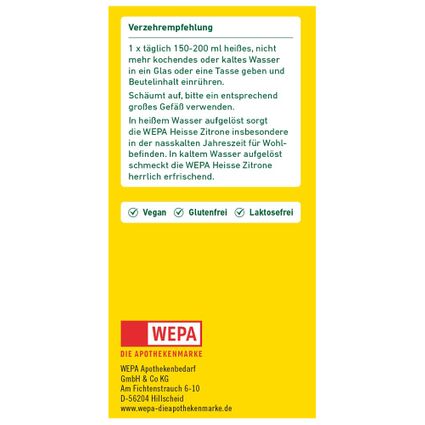 WEPA Heiße Zitrone zuckerfrei 10x10 g - Shop Apotheke