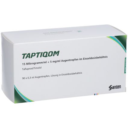 TAPTIQOM 15 µg/ml + 5 mg/ml Augentr.i.Einzeldosisb 90x0,3 ml mit dem E ...
