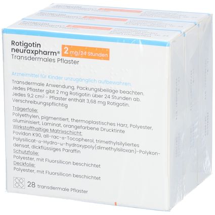 ROTIGOTIN neuraxpharm 2 mg/24 h transderm.Pflaster 84 St mit dem E ...