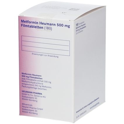 METFORMIN Heumann 500 mg Filmtabletten 180 St mit dem E-Rezept kaufen ...