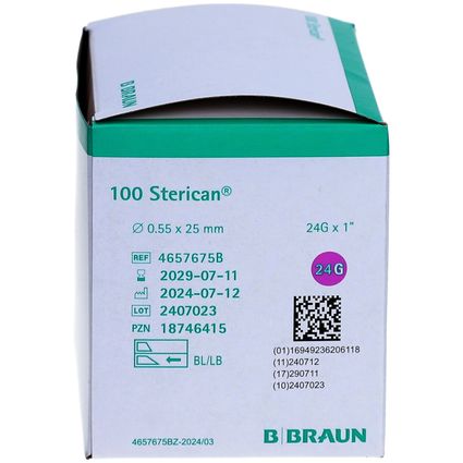 Sterican® Einmalkanüle 24 G 25mm 100 St - Shop Apotheke