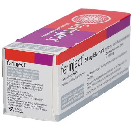 FERINJECT 50 mg Eisen/ml Inj.-/Inf.-Dispers.100mg 5x2 ml mit dem E ...