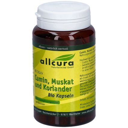 allcura Cumin Muskat und Koriander Bio Kapseln 90 St - Shop Apotheke