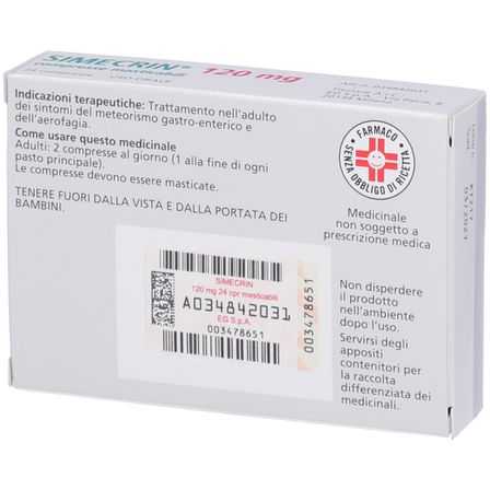 SIMECRIN® 120 mg Simeticone compresse masticabili 24 pz | Redcare