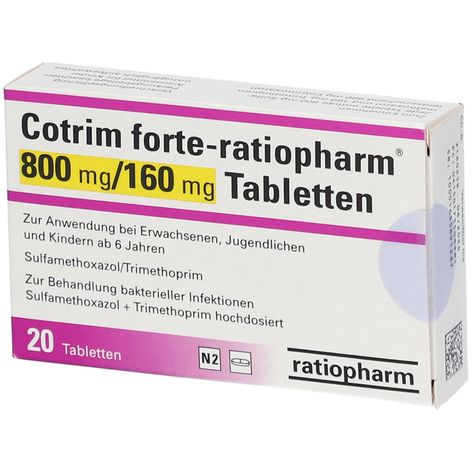 Cotrim forte-ratiopharm® 800 mg/160 mg 20 St - shop-apotheke.com