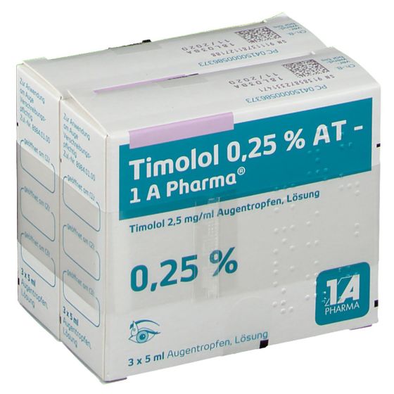 Timolol 0,25% AT - 1 A Pharma® 6x5 ml - shop-apotheke.com