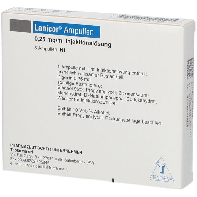 Lanicor® Ampullen 0,25 mg Digoxin/ml 5x1 ml - shop-apotheke.com