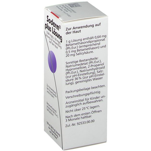 Soderm® Plus Lösung 0,64 mg/g + 20 mg/g 100 ml - shop-apotheke.com