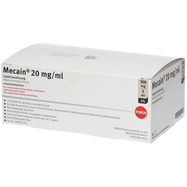 MECAIN 2% 20 mg/ml Inj.L.100mg/5ml Luer-Lock Amp. 50x5 ml - shop ...