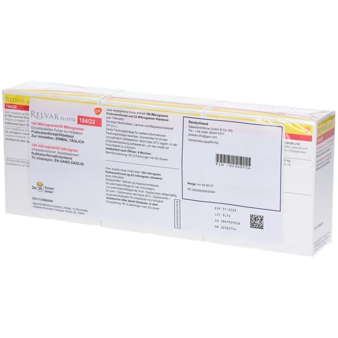 RELVAR® ELLIPTA® 184 Mikrogramm/22 Mikrogramm 3x30 St - shop-apotheke.com