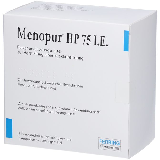 MENOPUR HP 75 I.E.+Zubehör Plv.u.LM z.H.e.Inj.-L. 5 St - shop-apotheke.com