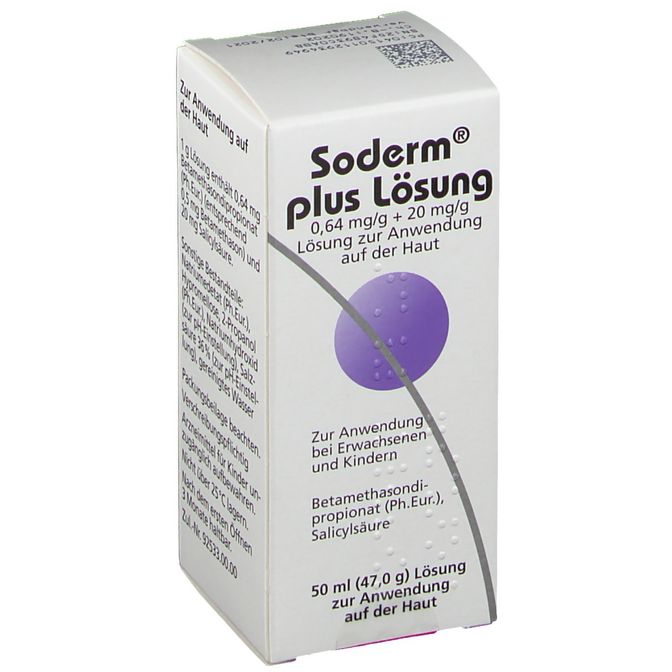 Soderm® Plus Lösung 0,64 mg/g + 20 mg/g 50 ml - shop-apotheke.com