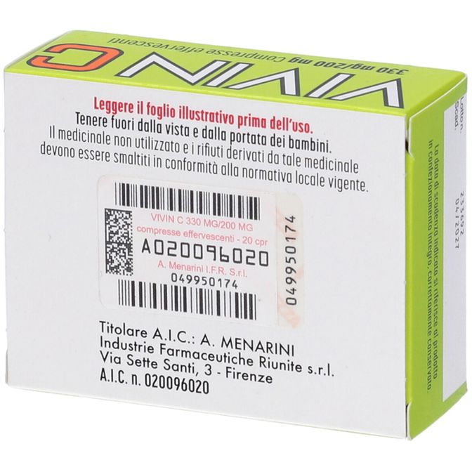 VIVIN C 330 mg + 200 mg Compresse effervescenti 20 pz | Redcare