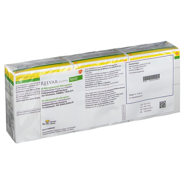 RELVAR® ELLIPTA® 92 Mikrogramm/22 Mikrogramm 3x30 St - shop-apotheke.com