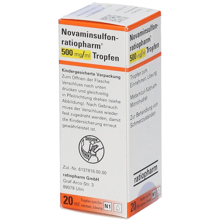 Novaminsulfon-ratiopharm® 500 mg/ml Tropfen 20 ml - shop-apotheke.com