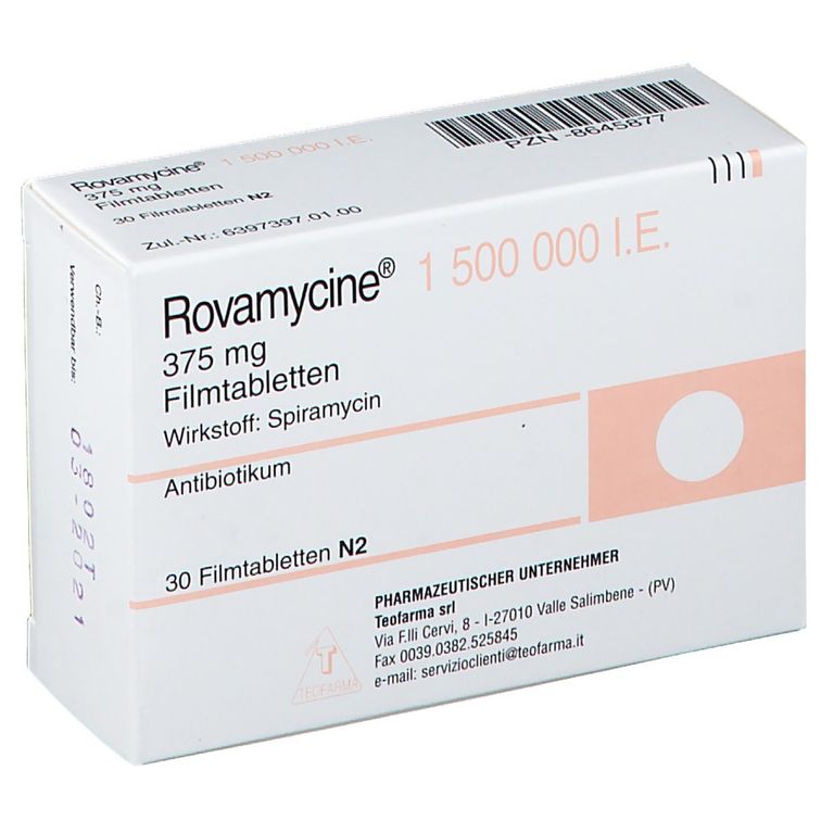 Rovamycine® 1 500 000 I.E. 375 mg 30 St - shop-apotheke.com