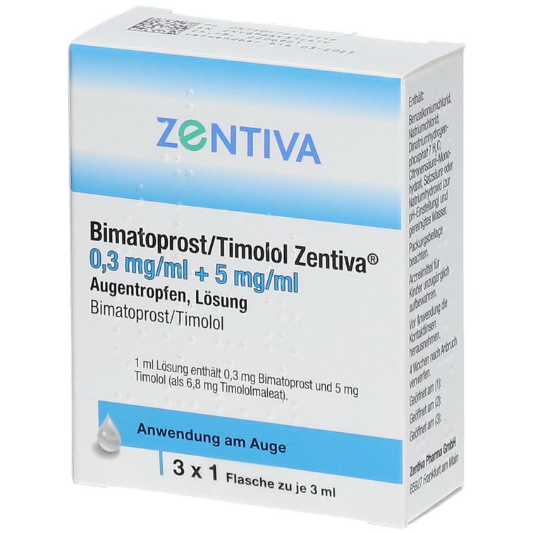 BIMATOPROST/Timolol Zentiva 0,3mg/ml + 5mg/ml ATR 3x3 ml - shop-apotheke.com